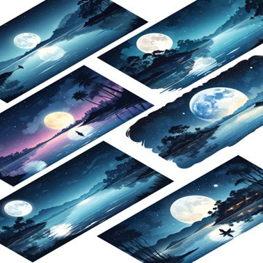 Transparent PET stickers - Night Moonlit Pond (Lunar Tranquility) – rukis